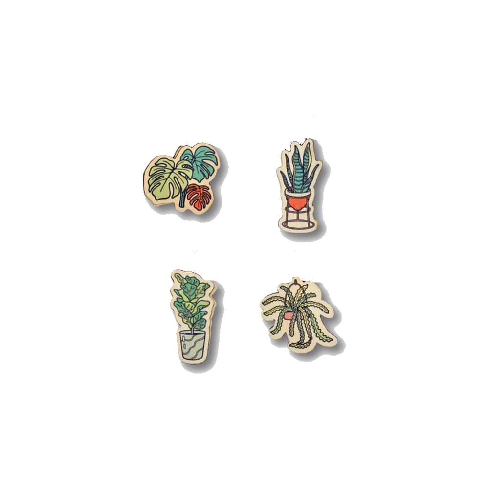 BST Set 4 Pin Cài Gỗ Khu Vườn - Set Of 4 Wooden Pin Garden Collection